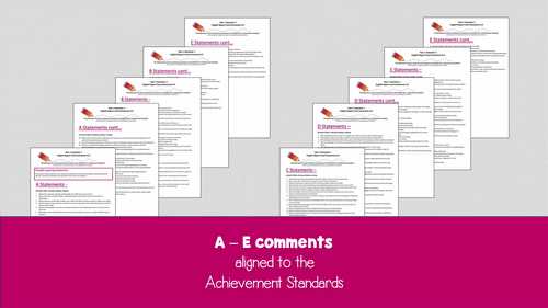 Australian Curriculum Year 1 English Report Card Comments - Semester 1