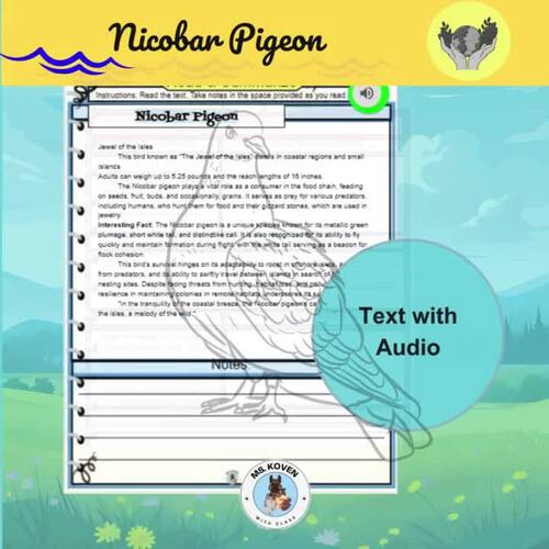 Explore The Nicobar Pigeon: Student Paced, Interactive Lesson | TPT