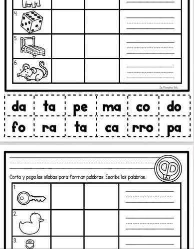 Palabras bisílabas- Formando Palabras-Corta y pega by La Maestra Pati ...