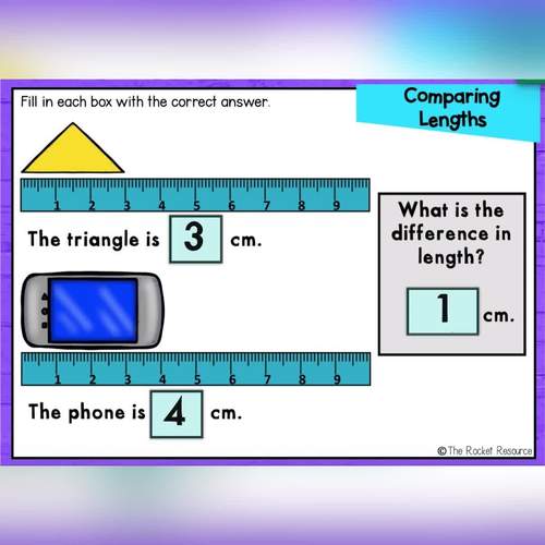 Comparing Lengths Measurement BOOM™ Cards 2.MD.4 by The Rocket Resource
