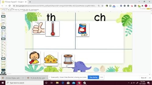 Dinosaur Digraphs First Grade Google Slides Activity by Ten Frames and Tea