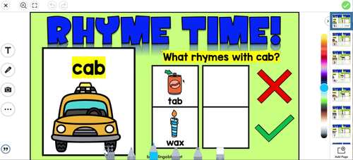 Digital Rhyming Words Activity Google Slides™ Seesaw™ for Distance Learning