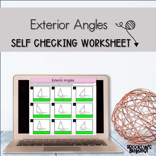 Exterior Angles Self Checking Google™ Worksheet by Brooklyn's Brightest