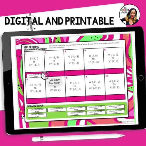 Reflections Worksheet by The Sassy Math Teacher | TPT