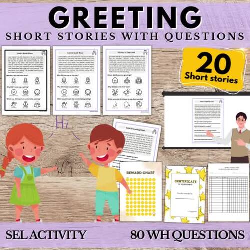 Greetings Social Skills Short Stories Pack W/ Questions Worksheets SEL ...