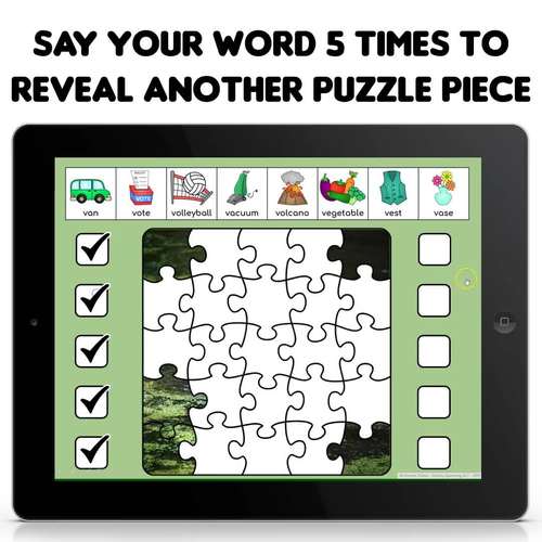 No Print V Sound Animal Articulation Puzzles for iPad or Teletherapy