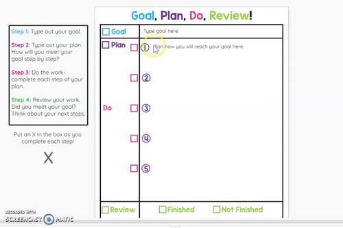 Executive Functioning Checklist | Goal, Plan, Do, Review | Printable ...