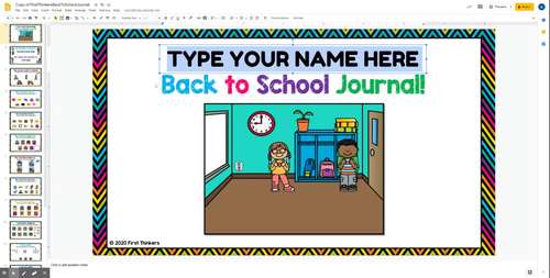Back To School Digital Journal for Google Slides and Seesaw Activities