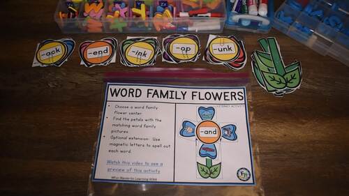 Word Family Flowers Literacy Activity by Fun Hands-on Learning | TPT