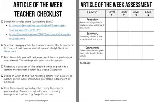 Article of the Week Differentiated Lessons by 2peasandadog | TpT