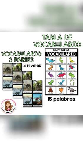Vocabulario Dinosaurios / Dinosaurs Vocabulary. Write the Room. Spanish