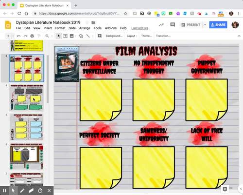 Dystopian Literature: A Digital Interactive Notebook (Google Slides)