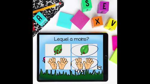 French Boom Cards: Math - Counting: Which has less? | TPT