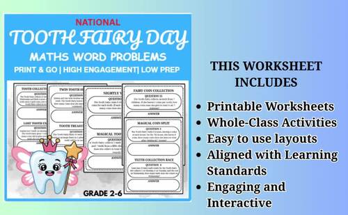 Tooth Fairy Math Fun: 40 Matching Word Problems | Grades 2–6 | Magical ...