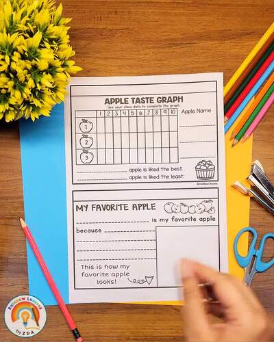 Apple Taste Test Booklet | Apple Tasting | Graphing | Writing | Apple Day