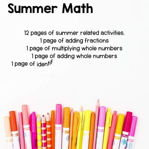 Summer Math Puzzles and End of Year Activities 5th Grade 6th Grade