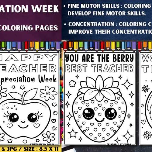 Teacher Appreciation Week Coloring Pages Sheets - Thank You Cards From ...