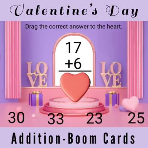 Valentine’s Day Addition Facts Boom Cards by Disha Digital School