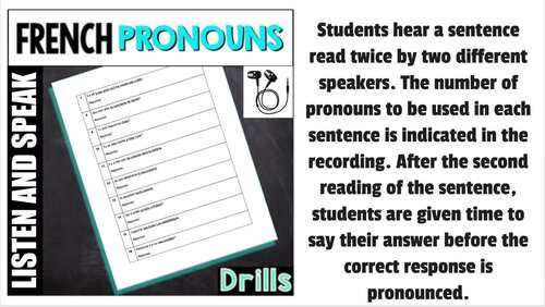 French Pronouns Skill Drill - Listening Comprehension and Speaking Practice