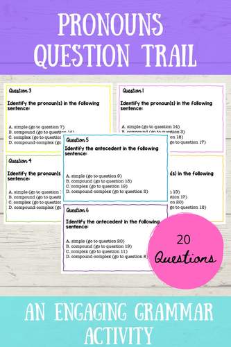 Pronouns Review Question Trail- An Engaging Grammar Activity | TPT