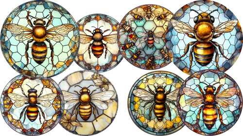 Watercolor Stained Glass Honeybee Clipart Set of 20 Files | TPT