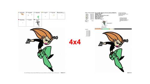 Kim Possible action pose Disney cartoon embroidery designs - Instant ...