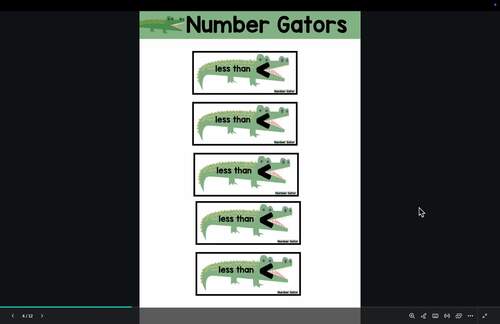 Number Gator Comparing Numbers Printable Game Dollar Deal | TPT