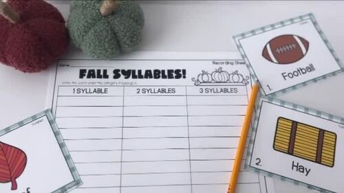 Syllable Activity | Fall Task Cards by Allie Lewis- Teaching on the Move