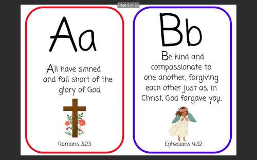Alphabet Bible Verse : Flashcards Printable by Johnson Printables