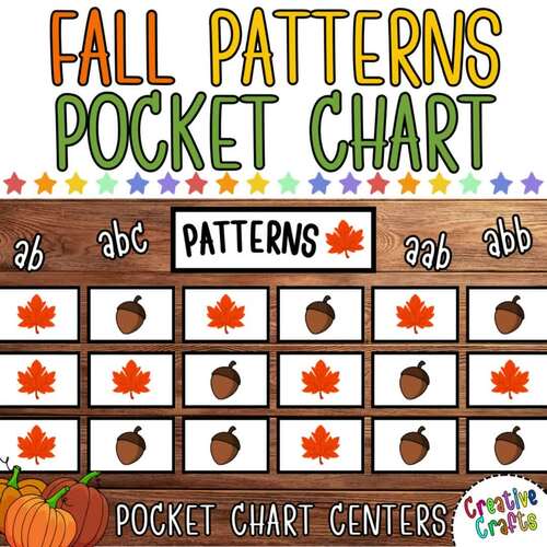 Fall Math Pattern Pocket Chart Center, Fall Math Activity, 10 Picture ...