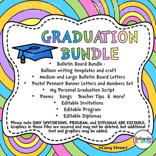 Kindergarten Graduation Program Binder BUNDLE Diplomas End of the Year
