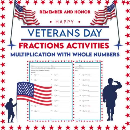 Veterans Day Math - memorial day Activities Fractions Addition No Prep ...