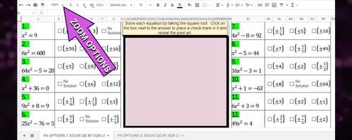 PIXEL ART: Solve Quadratic Equation by Square Root Property L1 DISTANCE ...