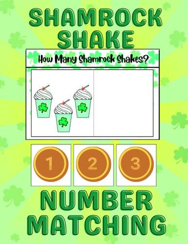 St. Patrick's Day Shamrock Shake Number Matching Activity: Numbers 1-10