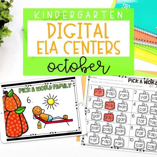 DIGITAL KINDERGARTEN ELA CENTERS OCTOBER by Deanna Jump | TPT