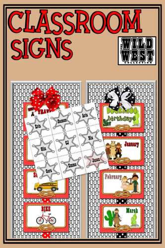 CLASSROOM SIGNS Classroom Decor Wild West Theme Procedures Management