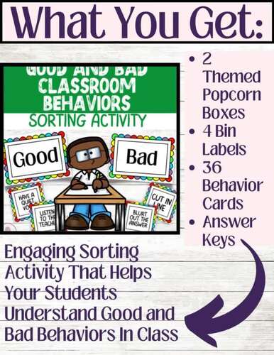 Behavior Management Sorting Activity Good And Bad Classroom Behaviors