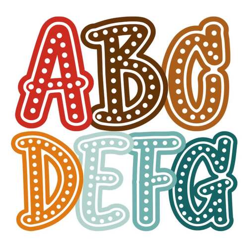 Bright dot Doodle Alphabet fall, Autumn bulletin board letters font for ...