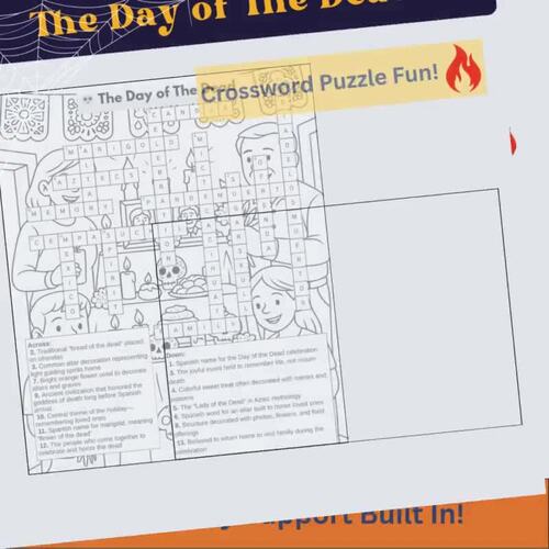 Day of the Dead Puzzle Pack- Reading Passage, Vocabulary, Crossword ...
