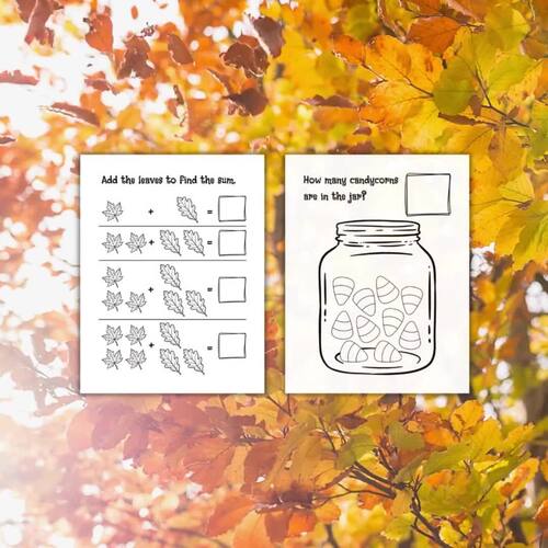Fall Activity Packet | Math, Handwriting & Coloring Activities | Worksheets