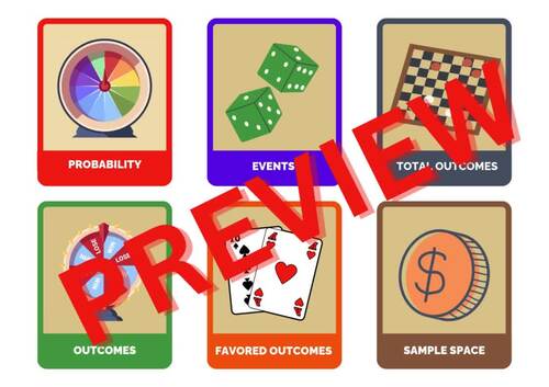 Probability and Data Management Vocabulary Flashcards for Grade 7 Math