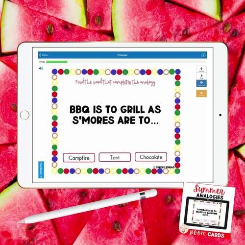 Summer Analogies Boom Cards by Speech Friend | TPT