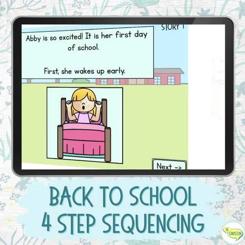 Back to School 4 Step Sequencing Boom Cards™ Short Stories Audio # ...