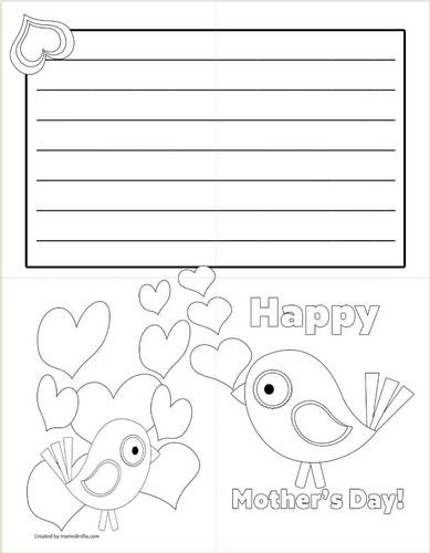 Mother's Day Card Letter Writing Coloring Activity SET by Ms Med Designs