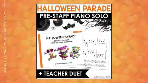 Halloween Parade Pre-Staff Halloween Piano Sheet Music Solo for Beginners
