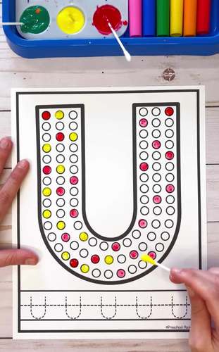 Letter U Alphabet Crafts Q Tip Painting Fine Motor Skills by Preschool ...