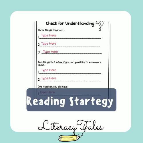 Reading Strategy Task cards & Worksheets Check for Understanding