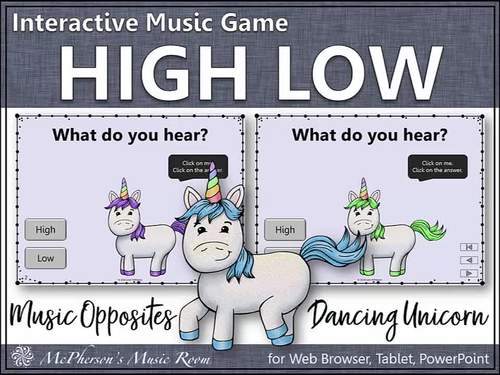 Music Opposites High Low Interactive Music Game {Dancing Unicorn}