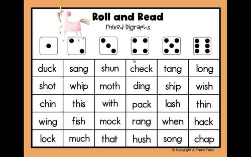Digital Interactive Roll, Click, and Read - Mixed Consonant Digraphs
