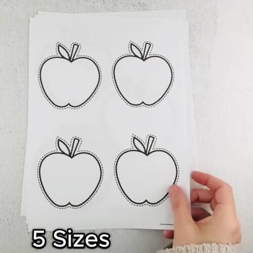 Apple Cut Out Activity Sheet 5 Size Options Printable for Classroom Craft